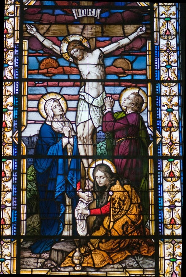 Stained Glass Window Jesus on the Cross Editorial Photography - Image ...