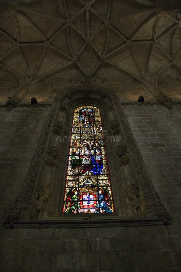 Stained Glass Window in Lisbon, Portugal. Stock Photo - Image of ...