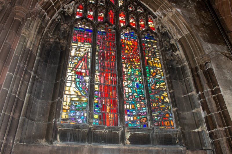Stained Glass Window in Manchester Cathedral Editorial Image - Image of ...