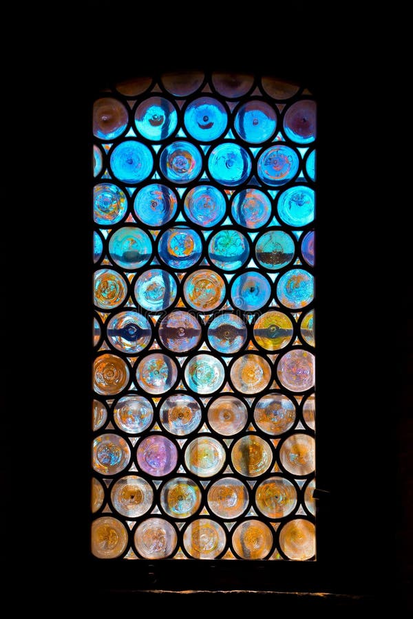 Stained Glass Window in a Medieval Church Stock Image - Image of ...