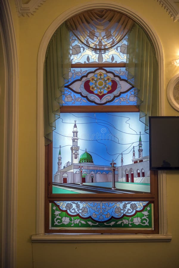 Stained Glass Window in the Mosque Editorial Photography - Image of ...