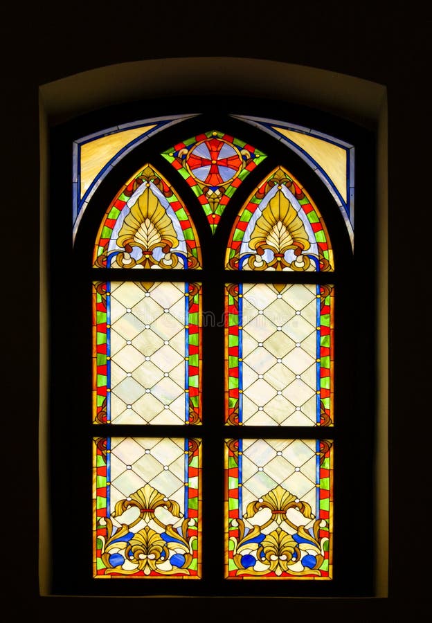 Stained Glass Window in an Old Building Stock Image - Image of ...