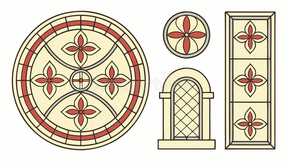 Stained Glass Window Panel Designs Vector Set Generative AI Stock ...