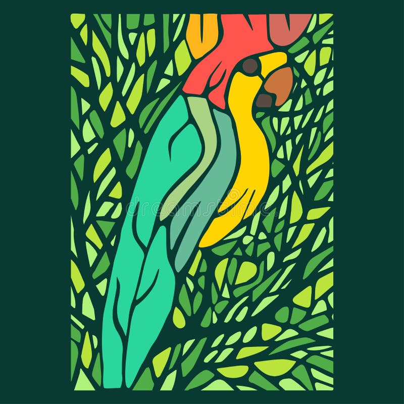 Stained Glass Window, Parrot Stock Vector - Illustration of object ...