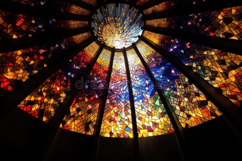 Stained Glass Window, with Rays of Light Shining through and Creating a ...