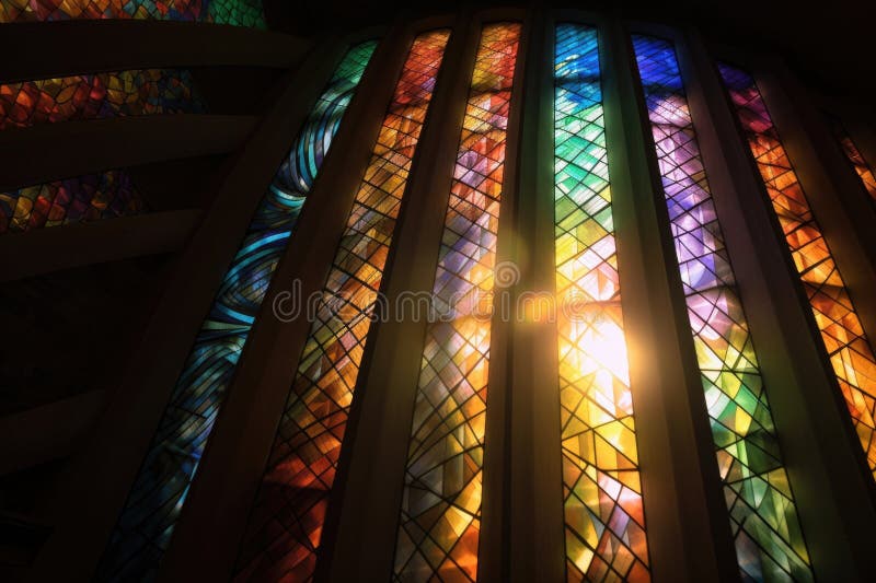Stained Glass Window, with Rays of Light Shining through and Creating a ...