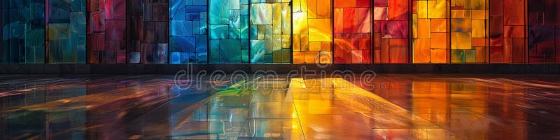 A Beautiful Array of Colors Shines through a Stained Glass Window Stock ...