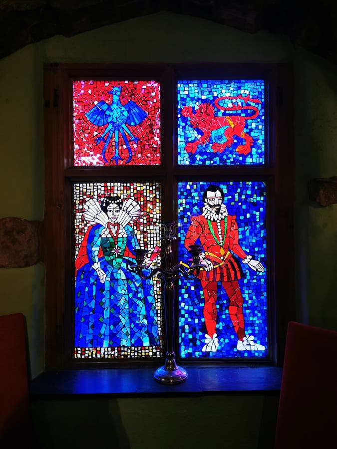 Stained Glass Window Ruthin Castle Editorial Stock Image - Image of ...