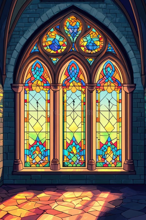Stained Glass Window Stone Building Stock Photo - Image of window ...