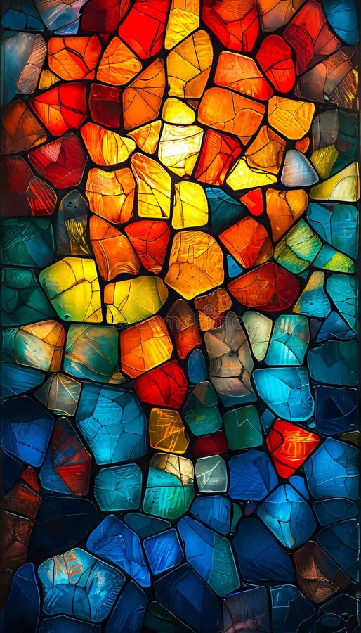 A Stained Glass Window with a Sun in the Background Stock Photo - Image ...