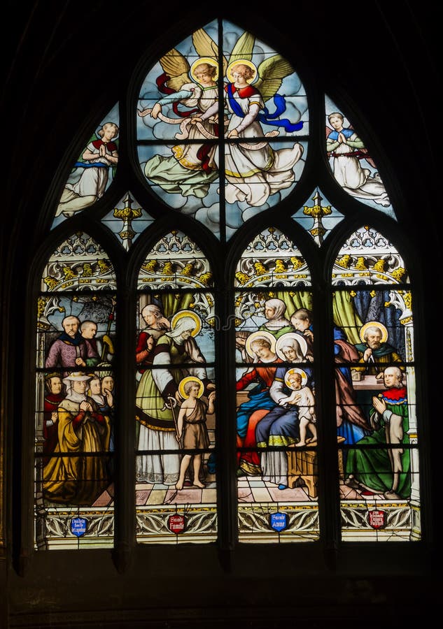 Stained-glass Window in the Temple Stock Photo - Image of belief ...