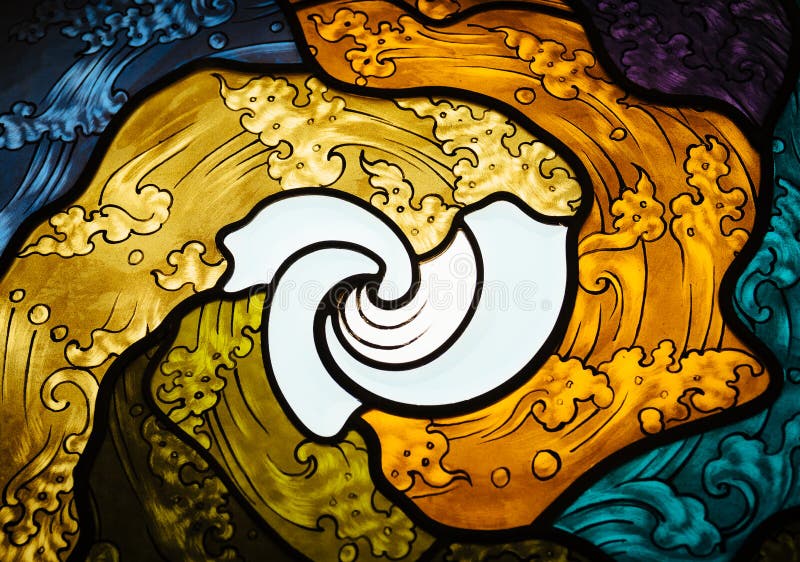Stained Glass Window with Thai Art Pattern Stock Photo - Image of ...