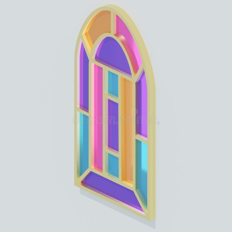 Stained Glass Window. 3d Rendering Stock Illustration - Illustration of ...