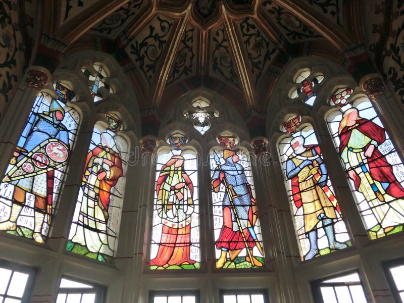 Stained Glass Windows at Cardiff Castle Stock Photo - Image of history ...
