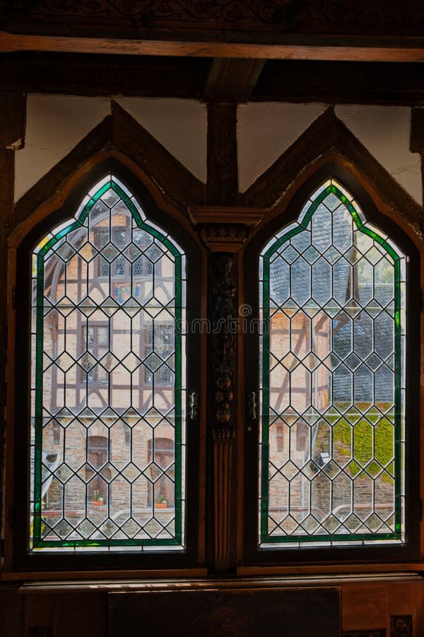 Stained Glass Windows, Castle of Cochem, Germany Stock Photo - Image of ...