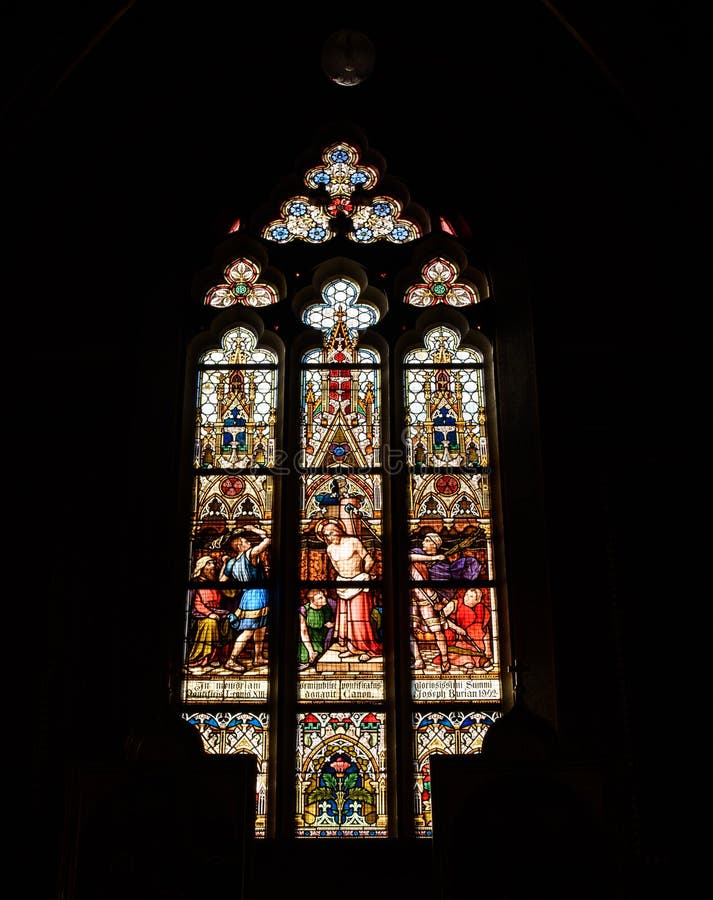 Stained-glass Windows at the Catholic Cathedral Stock Photo - Image of ...
