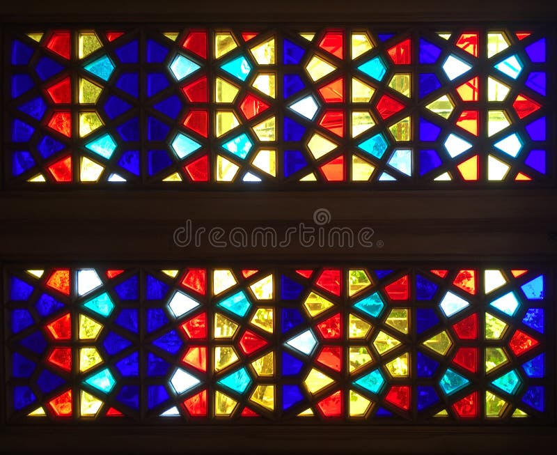 Stained Glass Windows of Colored Glass in a Church Stock Photo - Image ...