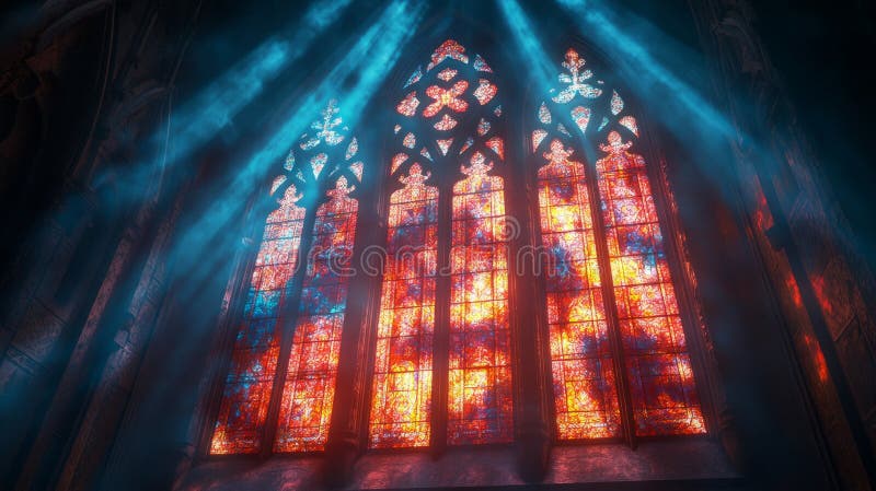 Stained Glass Windows with Light Filtering through. Stock Image - Image ...