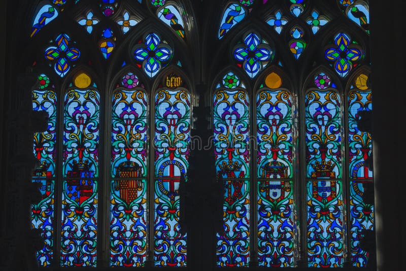 Stained Glass Windows in the Limit of an Ancient Monastery Editorial ...