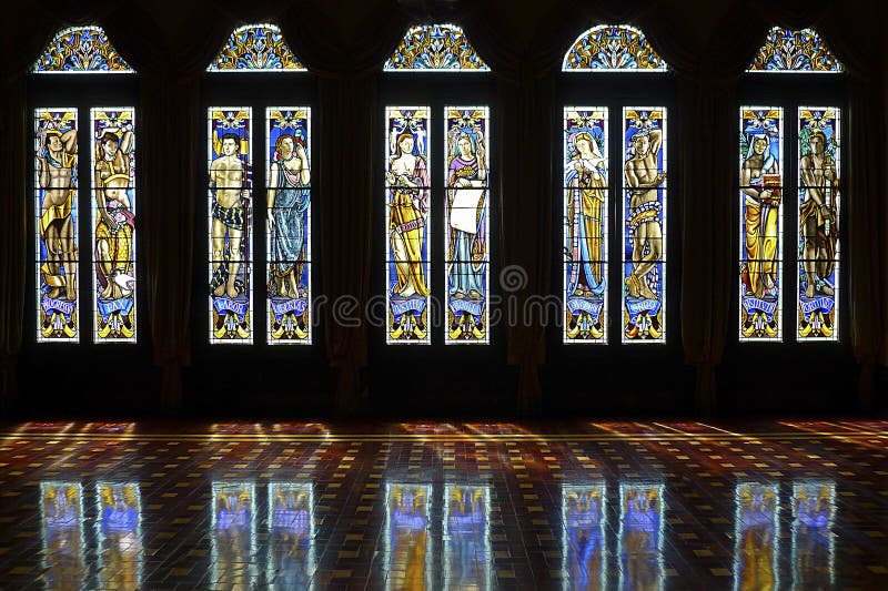 Stained-glass Windows with Reflections Stock Image - Image of palace ...