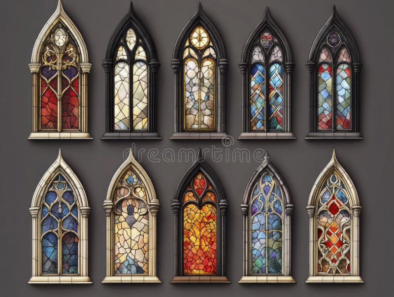 Stained Glass Windows Wall stock photo. Image of design - 377934656