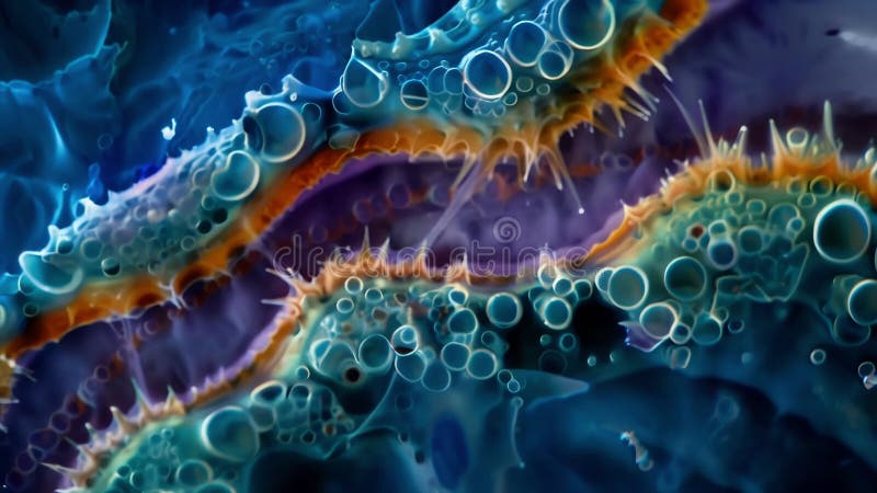 A Stained Microscopic Image Revealing the Intricate Internal Structures ...