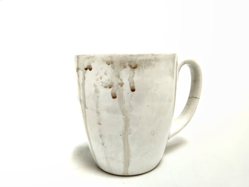 A Stained Mug. a White Mug with Dark Stains. Suggesting Coffee or Tea ...