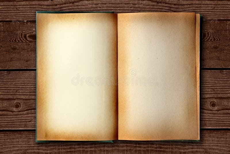 Stained Old Work Book Open on Distessed Background Stock Image - Image ...