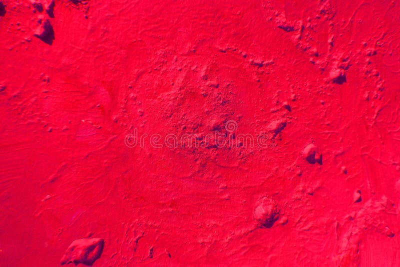 Stained Red Painted Wall Surface . Rough Plaster Texture. Sloppy Bumpy ...