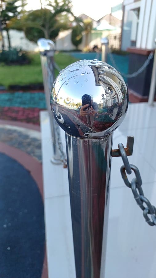 A stainless ball with pole stock photo. Image of lighting - 269791396