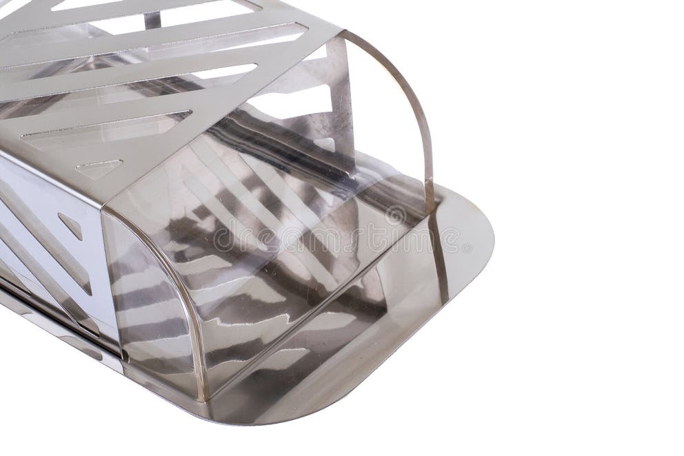 Stainless Butterdish on a White Background Stock Photo - Image of ...