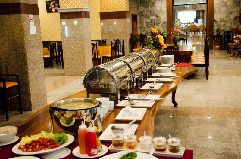 Morning Food Bar on Buffet Table Station Stock Photo - Image of cuisine ...