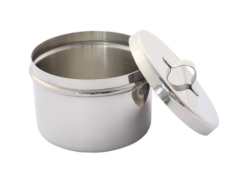 Stainless Cotton Wool Container Open Cover Stock Photo - Image of bowl ...
