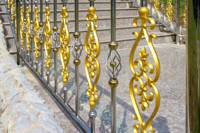 Stainless Fence with Ornament of Gold Stock Photo - Image of beautiful ...