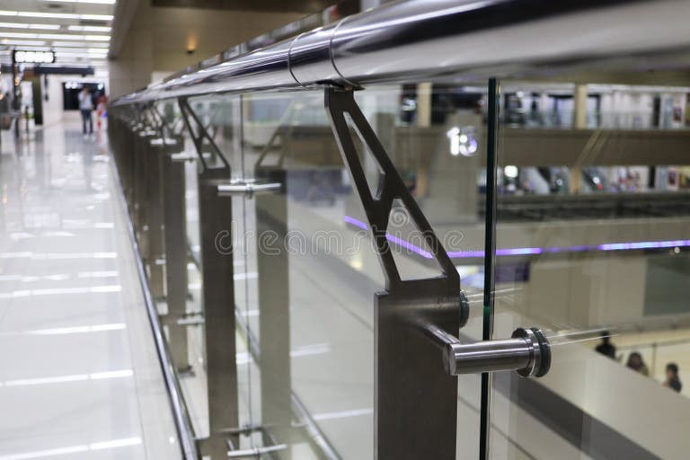 Stainless Handrail Support Fixing on Glass Stock Photo - Image of equip ...