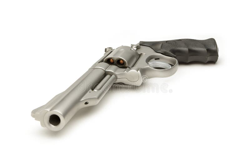 Stainless 357 Magnum Revolver Cocked on White Stock Image - Image of ...