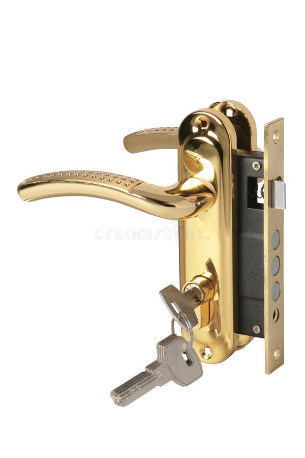 Stainless Metal Handle with Lock and Keys Stock Photo - Image of metal ...