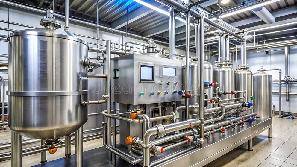 Stainless Pipeline Control Panel in Lab Stock Illustration ...