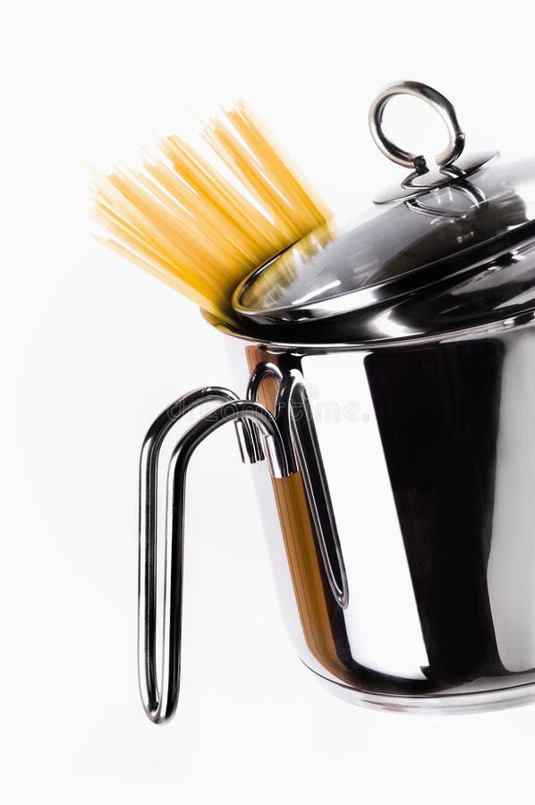 A Stainless Pot with Spaghetti Stock Image - Image of spaghetti ...