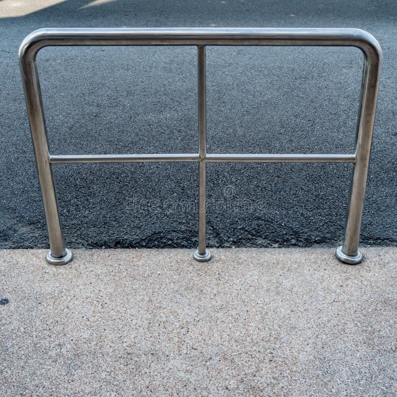 Stainless Railing on the Floor Stock Image - Image of asphalt, steel ...