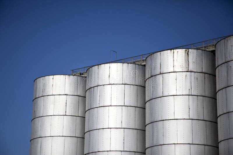 Stainless Silos stock image. Image of farm, flour, agriculture - 52850791