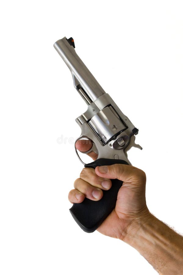 Stainless Steel 44 Magnum Handgun Held in Hand Stock Photo - Image of ...