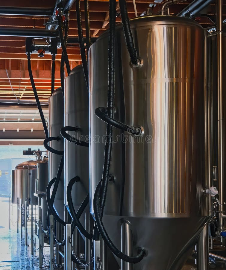Beer Tanks in Brewery stock image. Image of beverage - 167349385