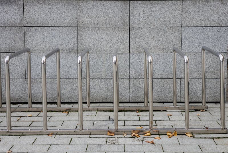 Stainless Steel Bicycle Rack Stock Image - Image of environment ...