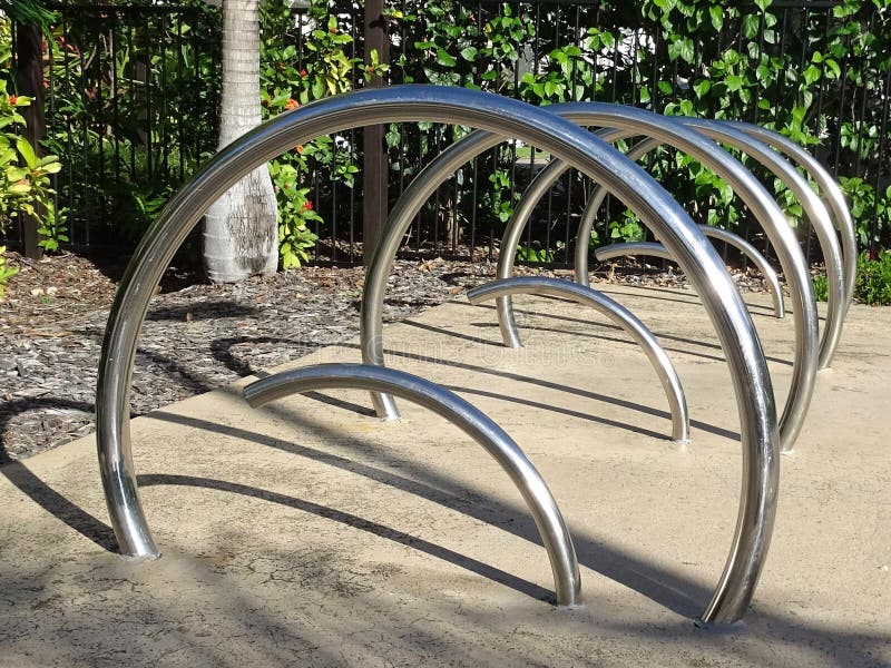 Stainless Steel Bicycle Racks Stock Photo - Image of stainless, parking ...