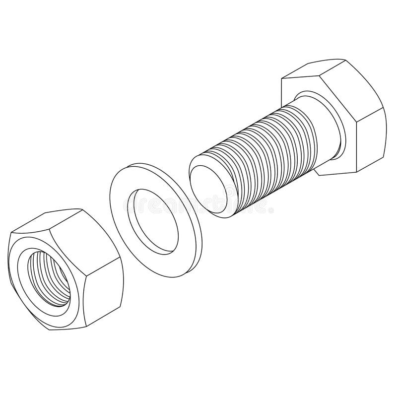 Stainless Steel Bolt and Nut. Stock Vector - Illustration of ...