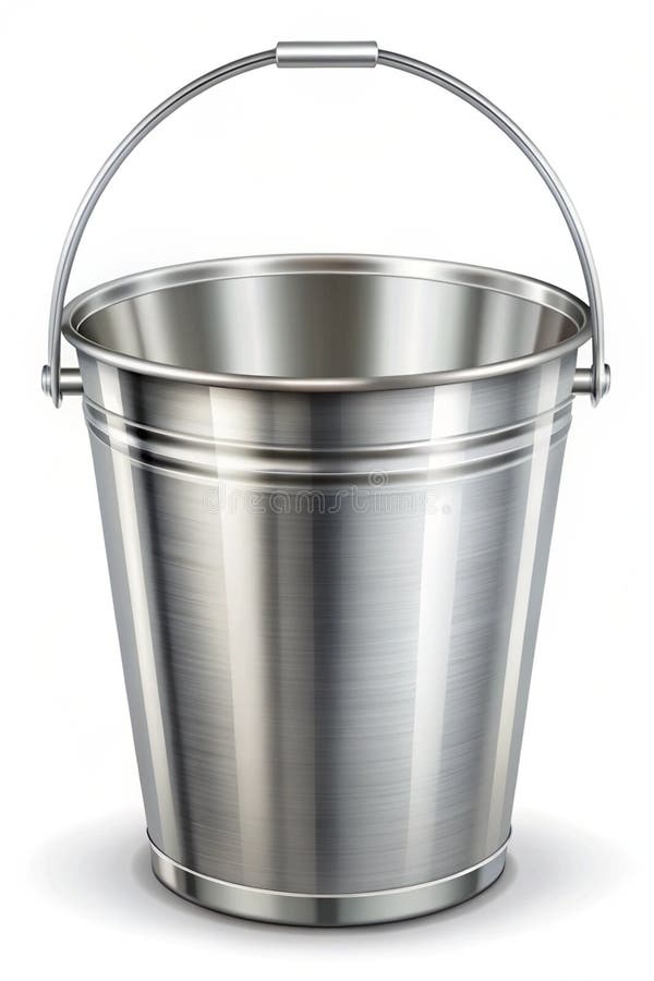 Stainless Steel Bucket Gallon Isolated on White Background Stock ...