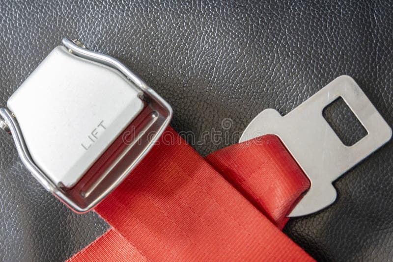 Stainless Steel Buckle Security Device Lock in Airplane Stock Image ...