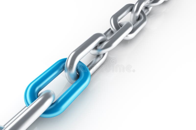 Stainless Steel Chain with Unique Blue Link Stock Illustration ...