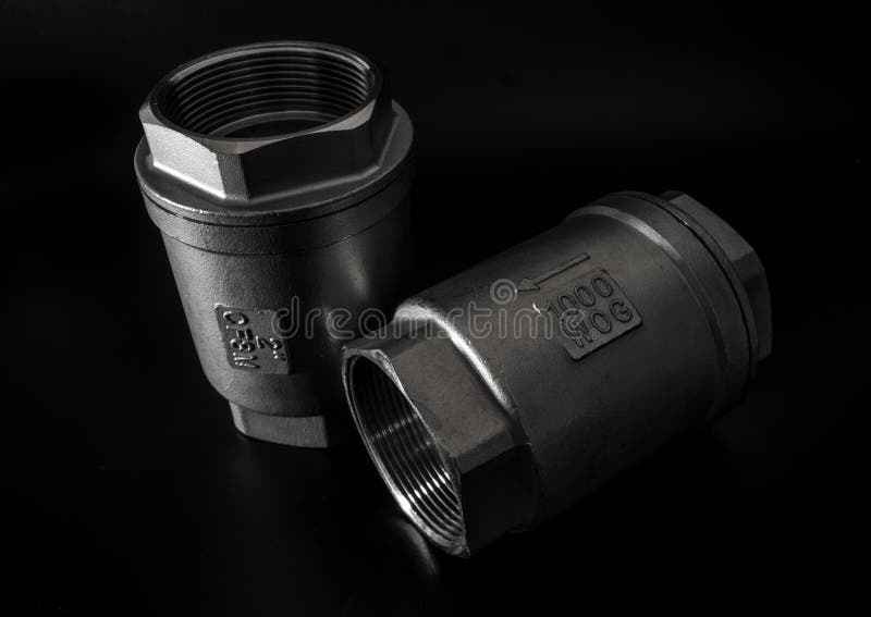 Stainless Check Valve on Black Background Editorial Stock Photo - Image ...